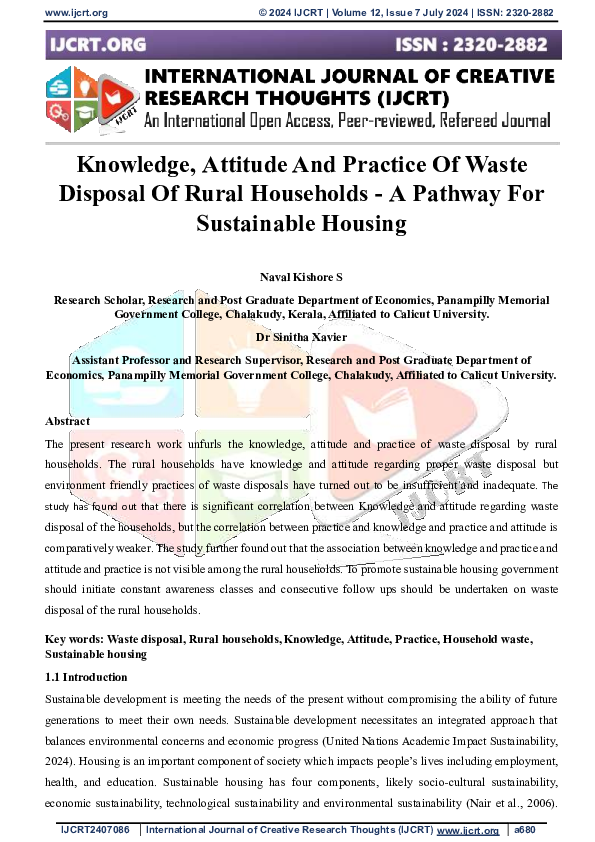 (PDF) Knowledge, Attitude And Practice Of Waste Disposal Of Rural ...
