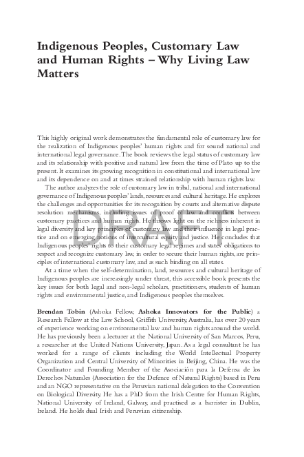 (PDF) Indigenous Peoples, Customary Law and Human Rights FINAL2-