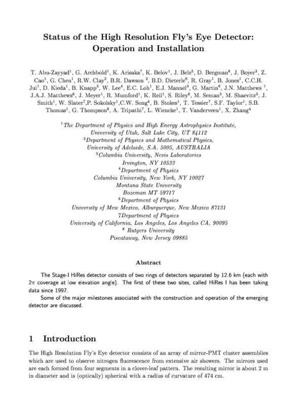 (PDF) Status of the high resolution Fly's Eye detector: operation and ...