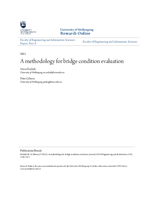 (PDF) A Methodology for Bridge Condition Evaluation