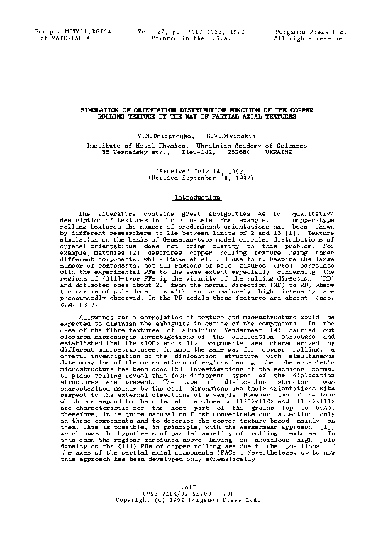 (PDF) Simulation of orientation distribution function of the copper ...