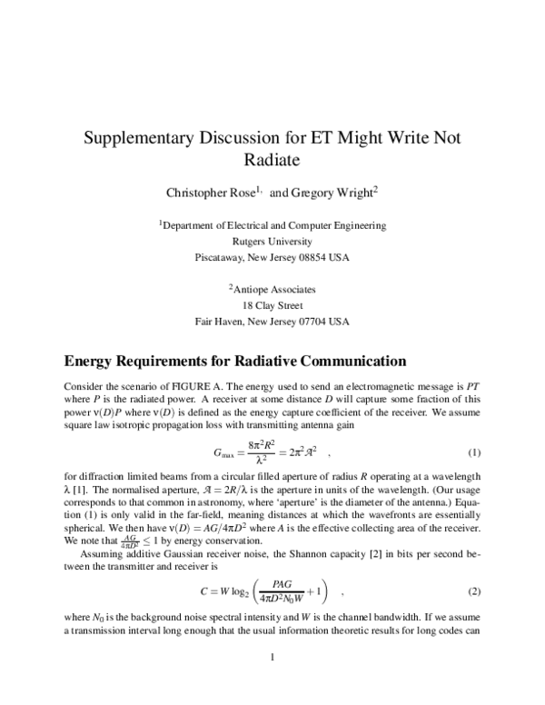 (PDF) Supplementary Discussion for ET Might Write Not Radiate