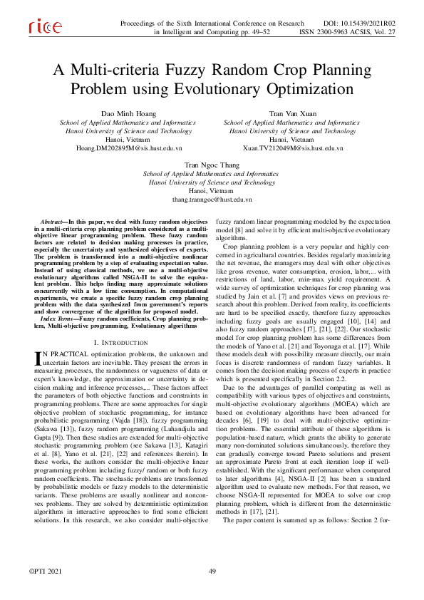 (PDF) A Multi-criteria Fuzzy Random Crop Planning Problem using ...