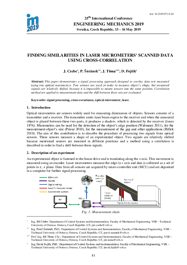 (PDF) Cross-Correlation in Laser Micrometer Data