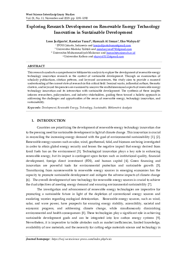 (PDF) Exploring Research Development on Renewable Energy Technology ...