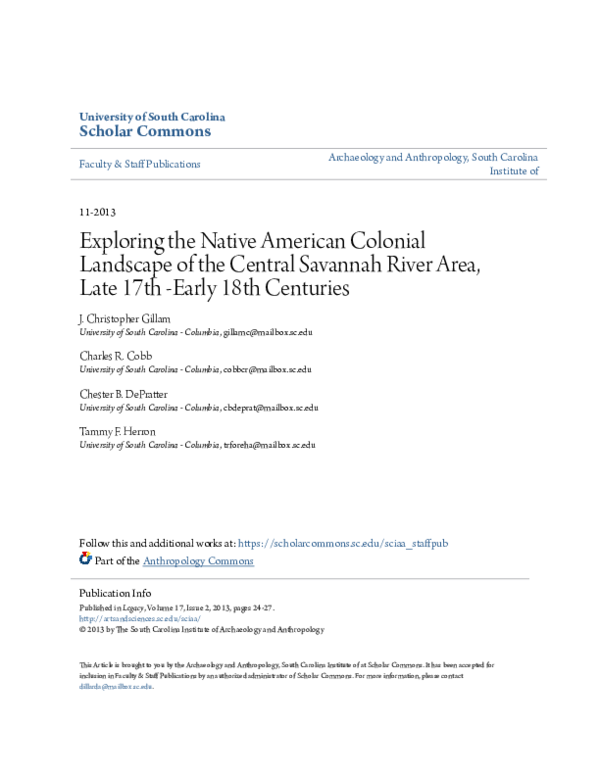 (PDF) Exploring the Native American Colonial Landscape of the Central ...