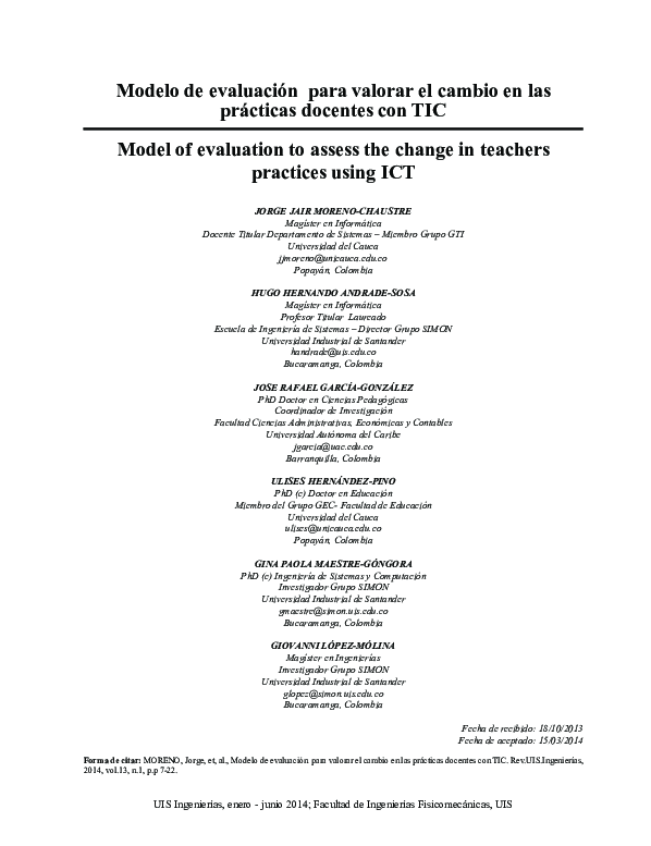 (PDF) Modelo de evaluación para valorar el cambio en las prácticas ...