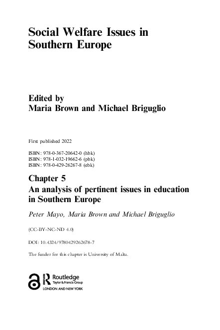 (PDF) An analysis of pertinent issues in education in Southern Europe