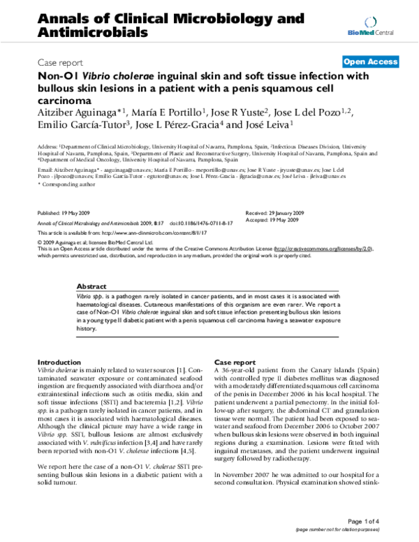 (PDF) Non-O1 Vibrio cholerae inguinal skin and soft tissue infection ...