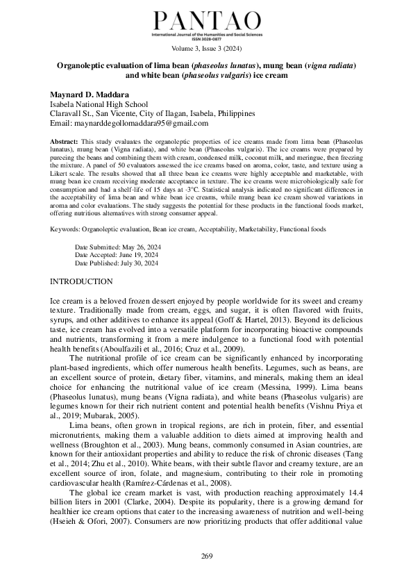 (PDF) Organoleptic evaluation of lima bean (phaseolus lunatus), mung ...