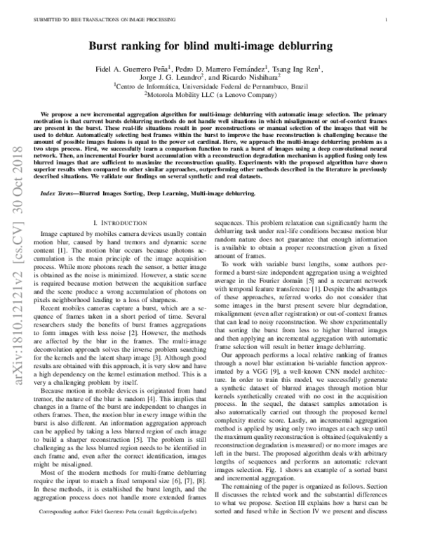 (PDF) Burst ranking for blind multi-image deblurring