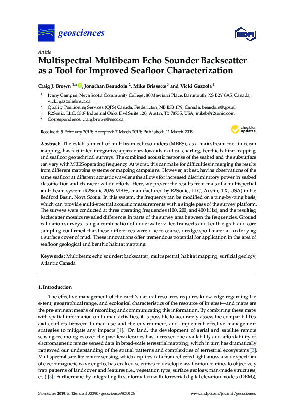 (PDF) Multispectral Multibeam Echo Sounder Backscatter as a Tool for ...
