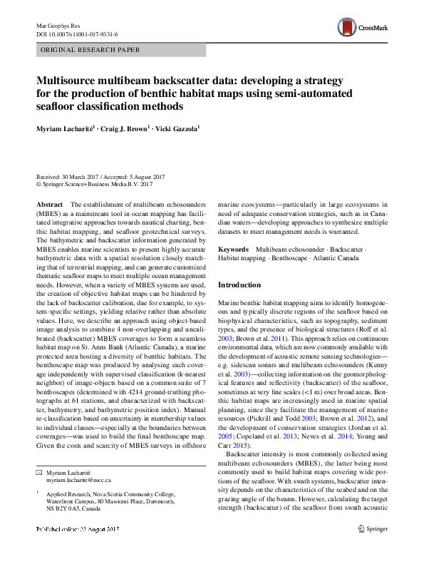 (PDF) Multisource multibeam backscatter data: developing a strategy for ...