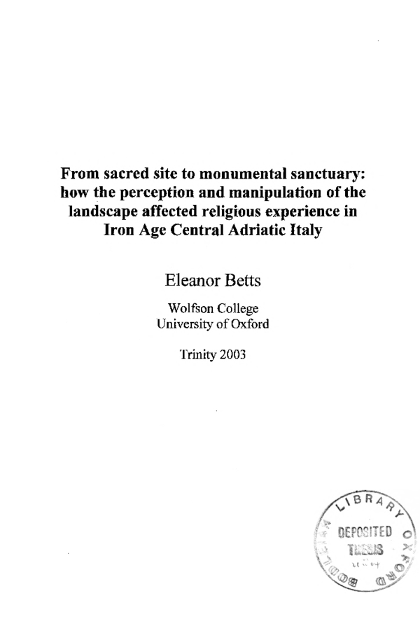 (PDF) From sacred site to monumental sanctuary : how the perception and ...