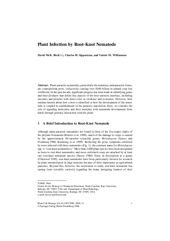 (PDF) Plant Infection by Root-Knot Nematode