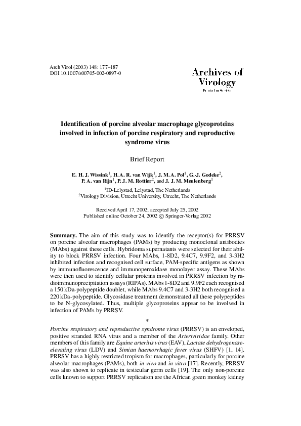 (PDF) Identification of porcine alveolar macrophage glycoproteins ...