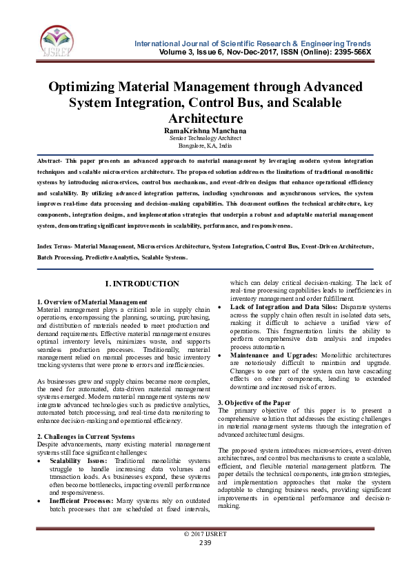 (PDF) Optimizing Material Management through Advanced System Integration, Control Bus, and ...