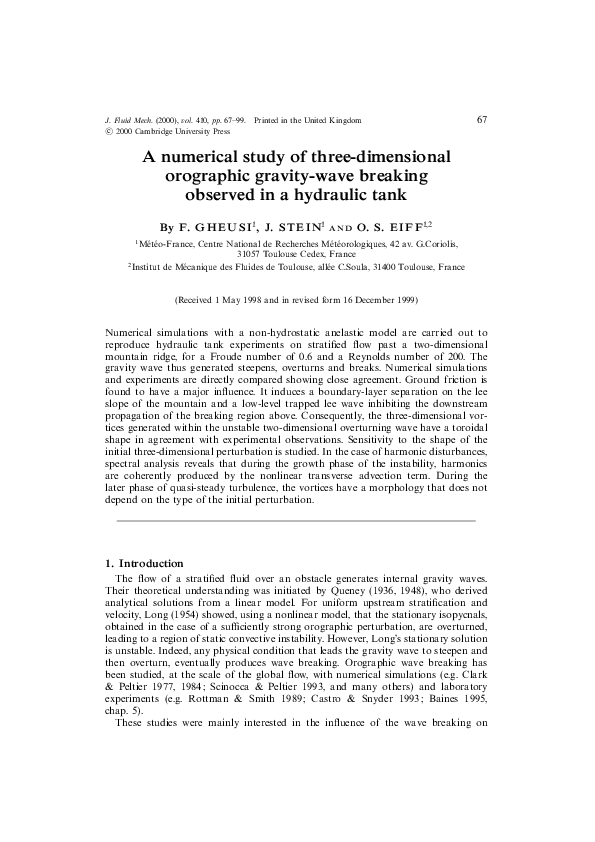 (PDF) A numerical study of three-dimensional orographic gravity-wave ...