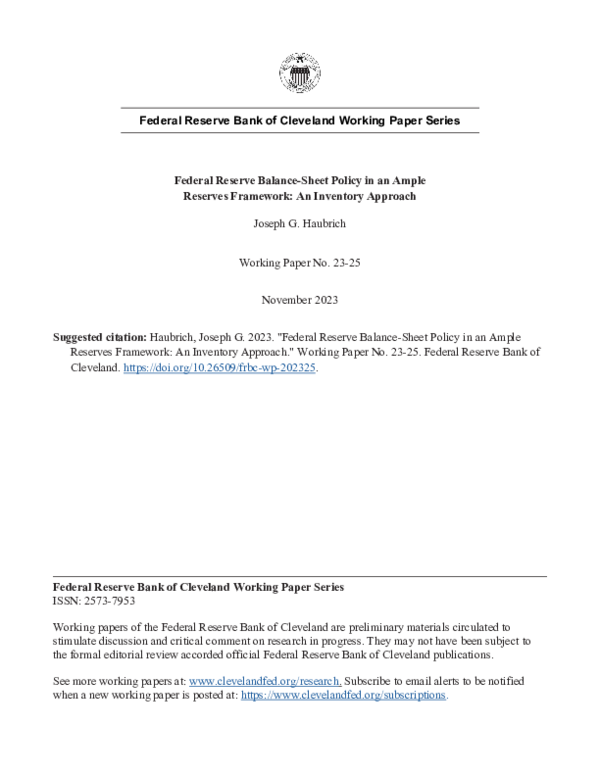 (PDF) Federal Reserve Balance-Sheet Policy in an Ample Reserves Framework: An Inventory Approach