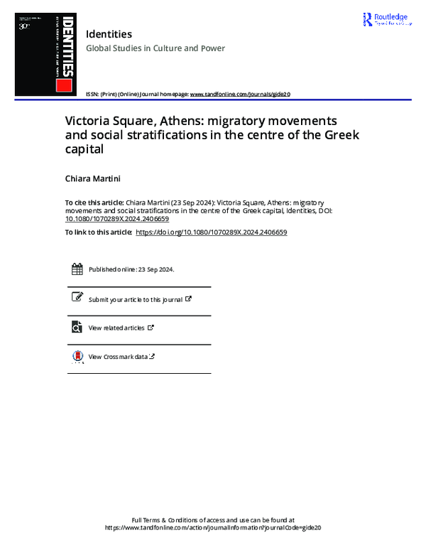 (PDF) Victoria Square, Athens: migratory movements and social ...