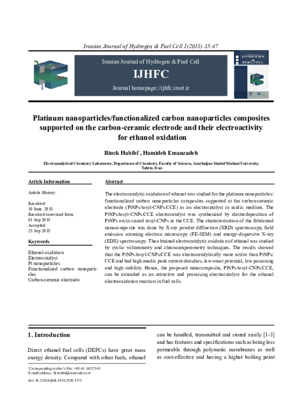 (PDF) Platinum nanoparticles/functionalized carbon nanoparticles ...