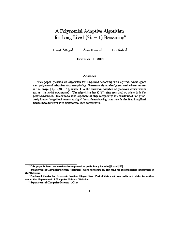 (PDF) A Polynomial Adaptive Algorithm for Long-Lived (2