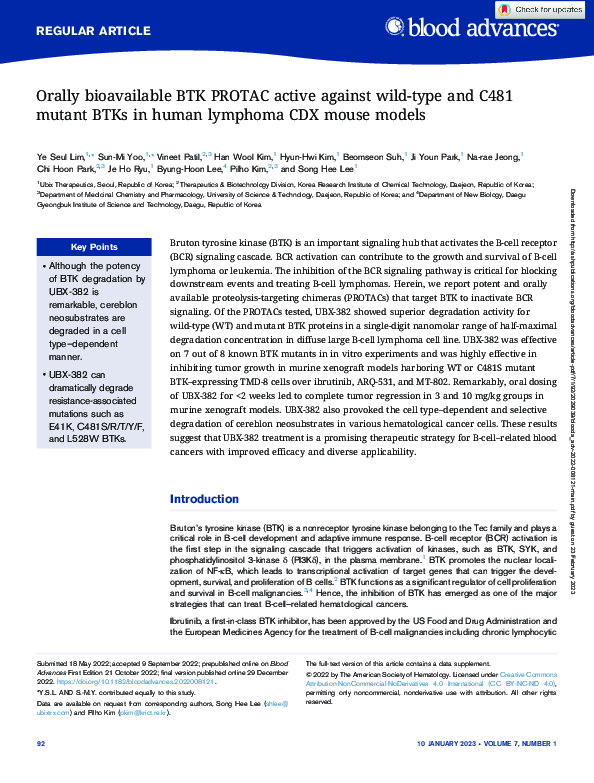 (PDF) Orally bioavailable BTK PROTAC active against wild-type and C481 ...
