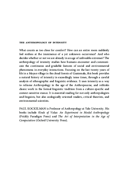 (PDF) The Anthropology of Intensity (Book)
