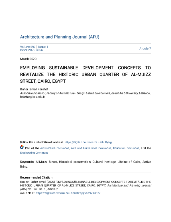 (PDF) Employing Sustainable Development Concepts to Revitalize the ...