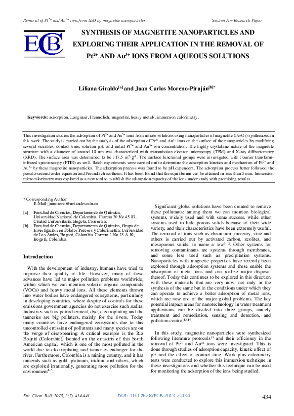 (PDF) SYNTHESIS OF MAGNETITE NANOPARTICLES AND EXPLORING OF APPLICATION ...