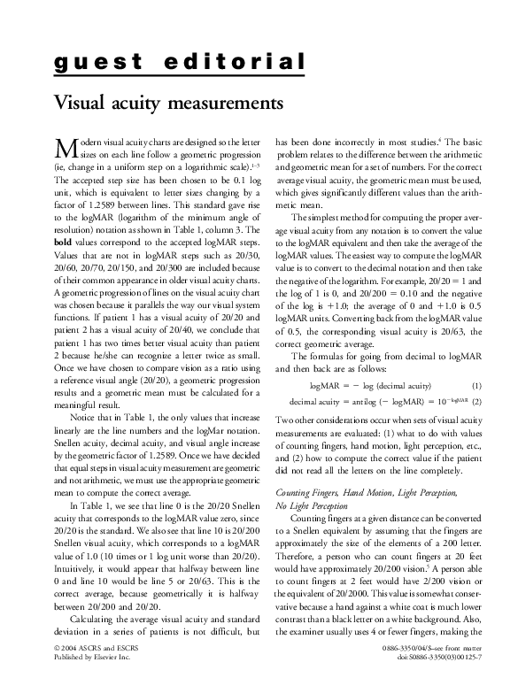 (PDF) Visual acuity measurements