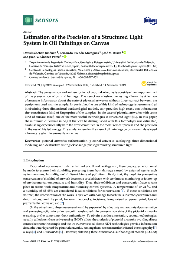 (PDF) Estimation of the Precision of a Structured Light System in Oil Paintings on Canvas | Juan ...