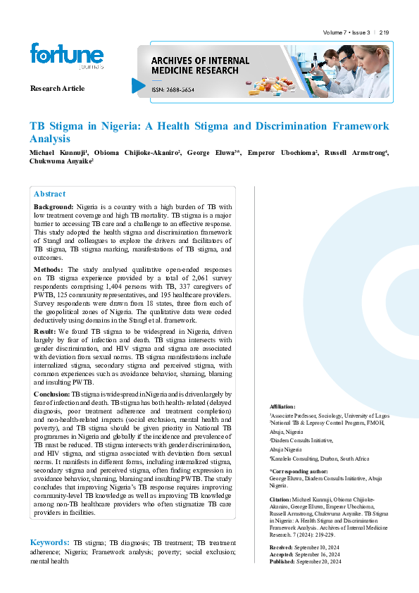 (PDF) TB Stigma in Nigeria: A Health Stigma and Discrimination ...