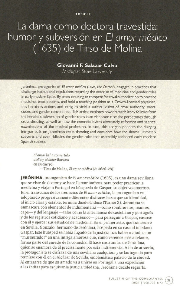 (PDF) La dama como doctora travesti: humor y subversión en El amor ...