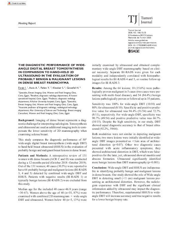 (PDF) The Diagnostic Performance of Wide-Angle Digital Breast Tomosynthesis in Comparison to ...