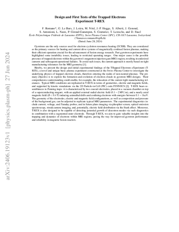 (PDF) Design and First Tests of the Trapped Electrons Experiment T-REX ...
