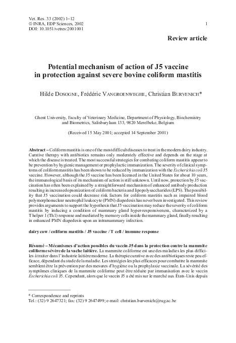 (PDF) Potential mechanism of action of J5 vaccine in protection against ...
