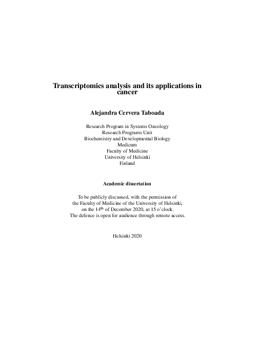 (PDF) Transcriptomics analysis and its applications in cancer ...