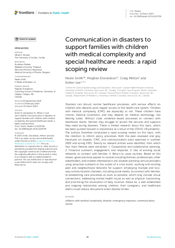 (PDF) Communication in disasters to support families with children with ...