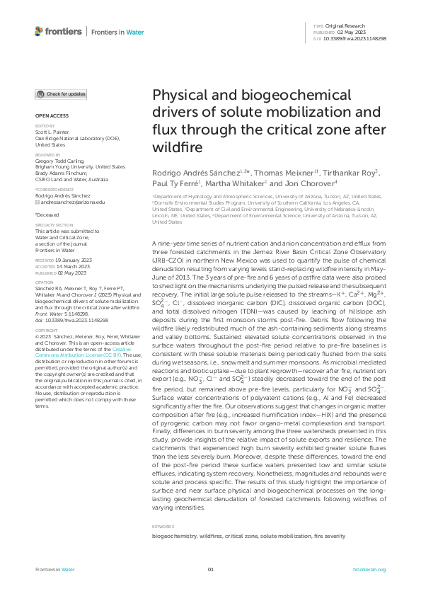 (PDF) Physical and biogeochemical drivers of solute mobilization and ...