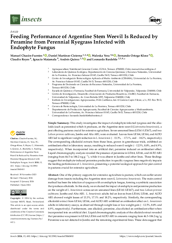(PDF) Feeding Performance of Argentine Stem Weevil Is Reduced by ...