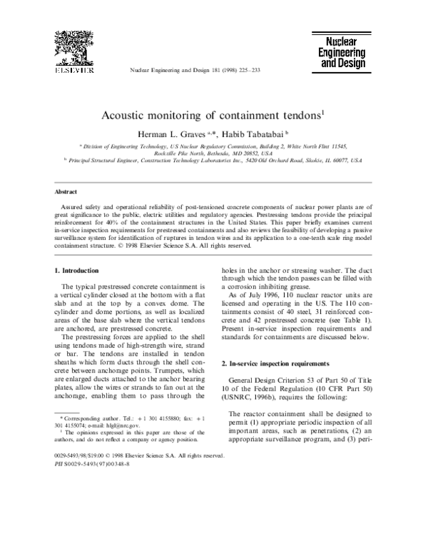 (PDF) Acoustic monitoring of containment tendons