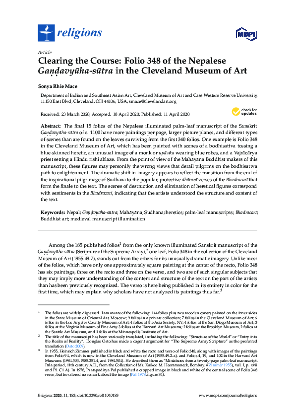 (PDF) Clearing the Course: Folio 348 of the Nepalese Gandavyuha-sutra ...