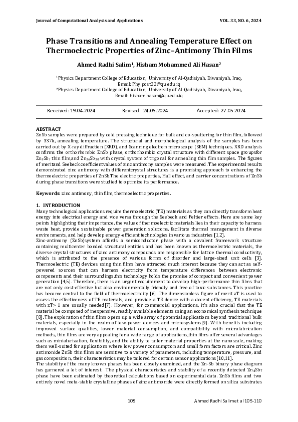 (PDF) Phase Transitions and Annealing Temperature Effect on Thermoelectric Properties of Zinc ...