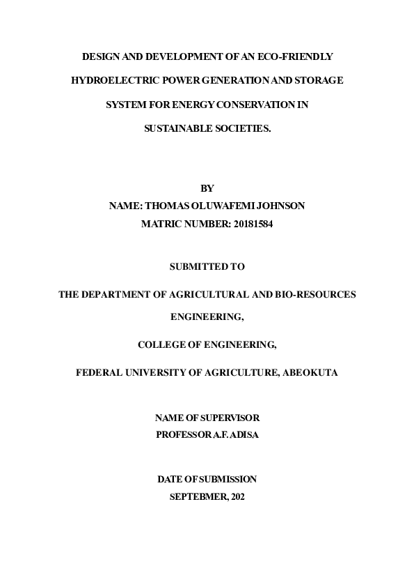 (PDF) DESIGN AND DEVELOPMENT OF AN ECO-FRIENDLY HYDROELECTRIC POWER ...