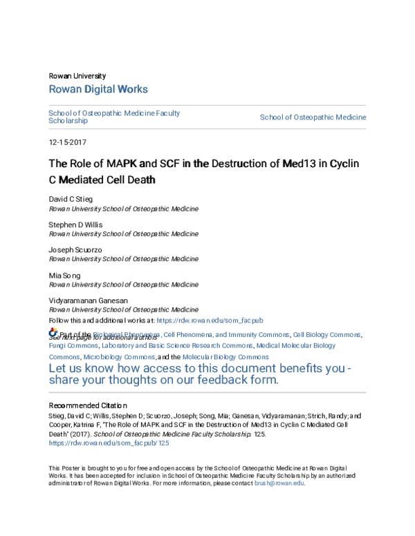 (PDF) The Role of MAPK and SCF in the Destruction of Med13 in Cyclin C ...