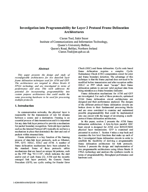 (PDF) Investigation into programmability for layer 2 protocol frame ...