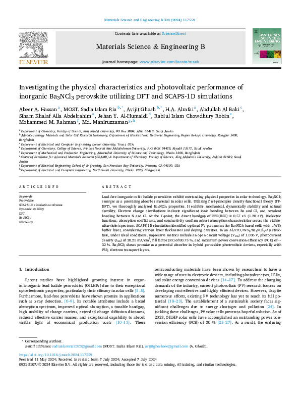 (PDF) Investigating the physical characteristics and photovoltaic ...