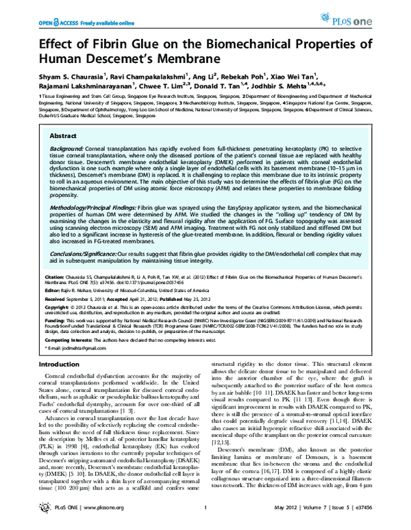 (PDF) Effect of Fibrin Glue on the Biomechanical Properties of Human ...