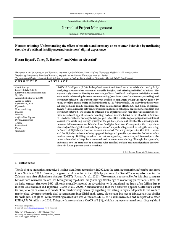 (PDF) Neuromarketing: Understanding the effect of emotion and memory on consumer behavior by ...